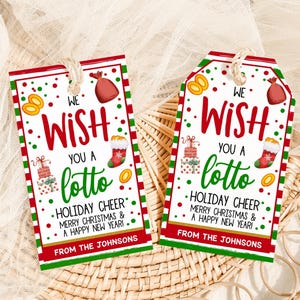 Editable We Wish You a Lotto Holiday Cheer Tag, Lotto Gift Tag, Lottery ...