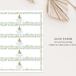 Editable Peter Rabbit Baby Shower Water Bottle Label, Blue Peter Rabbit ...