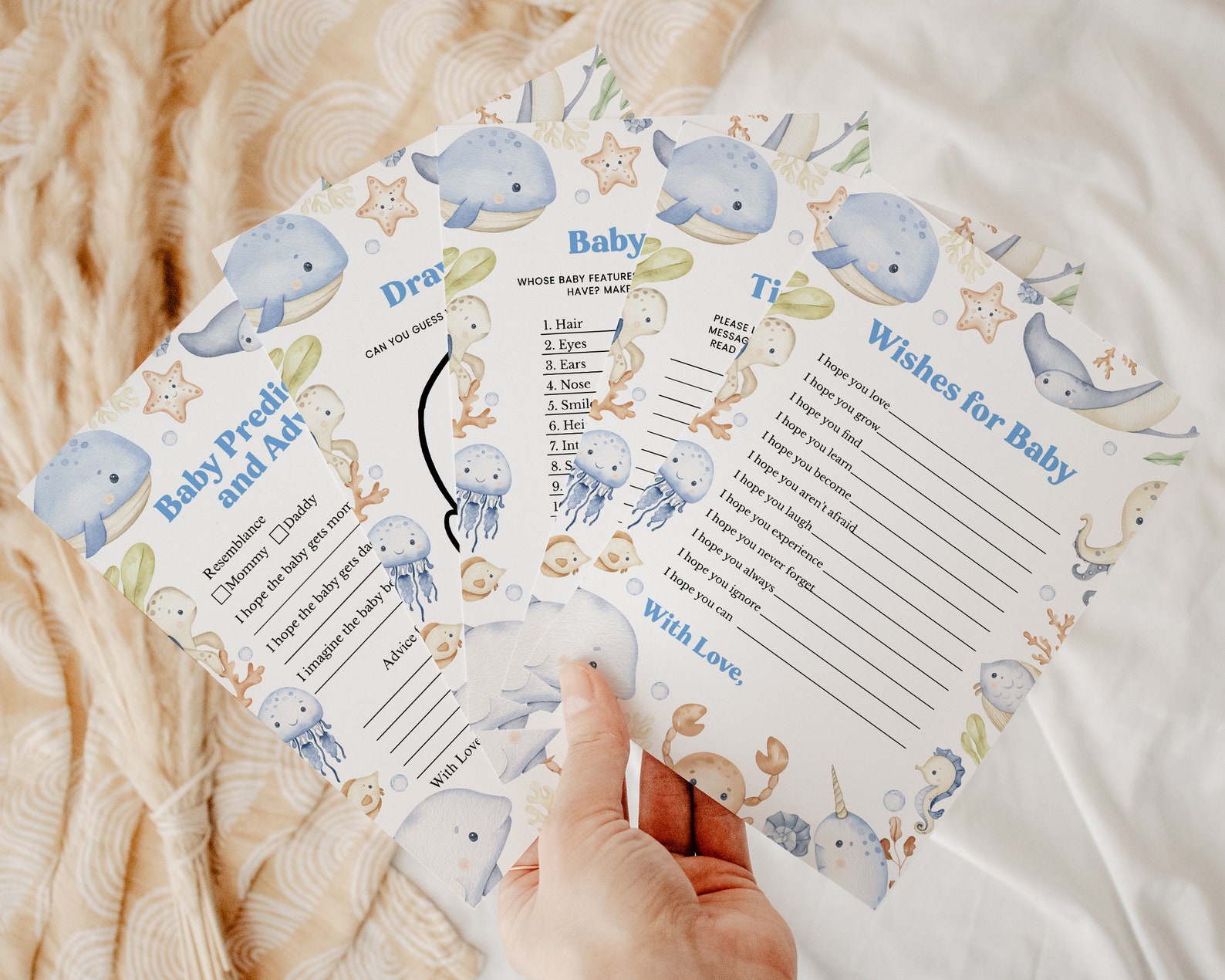 Editable Boy Under the Sea Baby Shower Game Bundle, Ocean Baby Shower ...