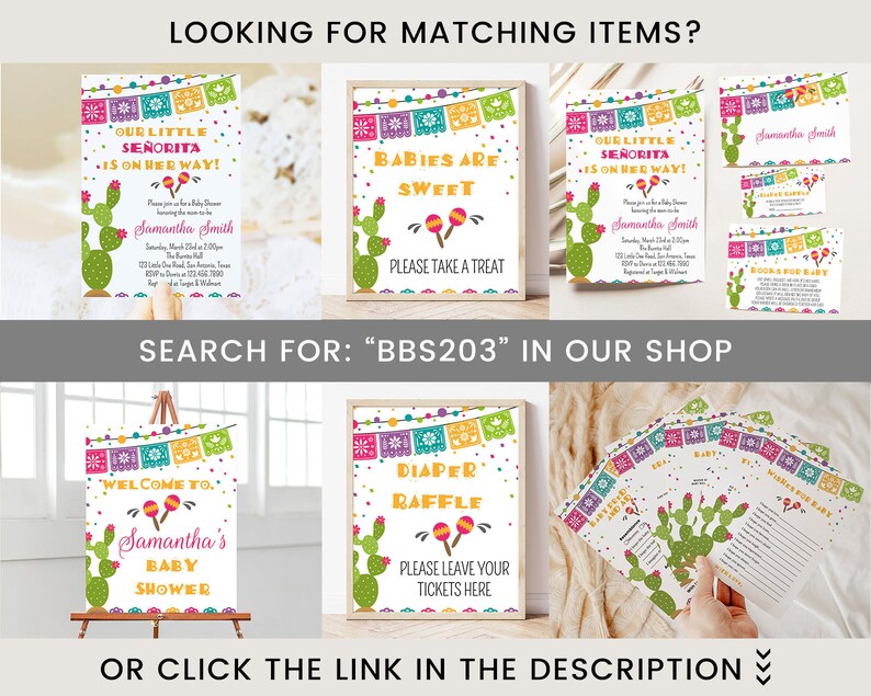 Editable Fiesta Baby Shower Welcome Sign Cactus Baby Shower - Etsy