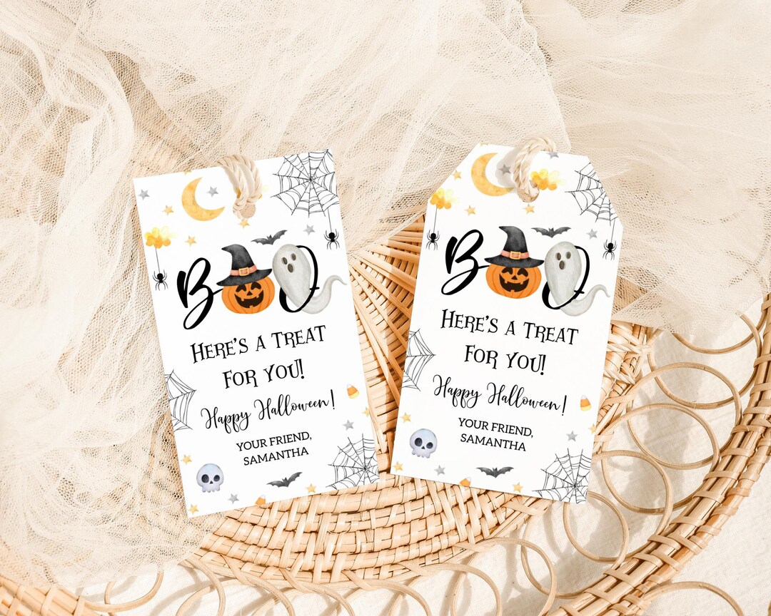 Editable Boo Here's a Treat Just for You Favor Tag, Halloweentrick or ...