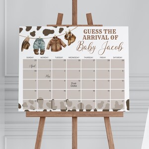 Editable A Little Cowboy Baby Shower Guess Baby's Arrival, Wild West ...