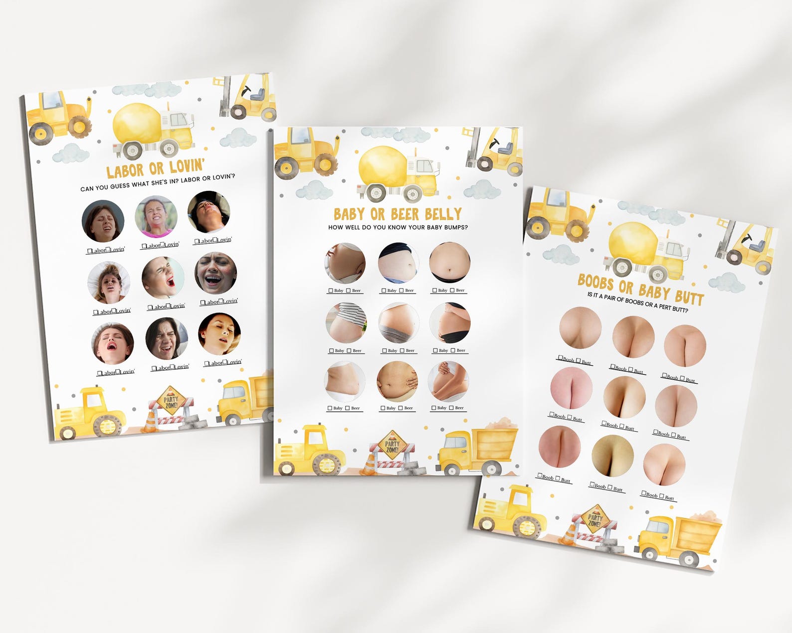 Editable Baby Under Construction Baby Shower Game Bundle, Modern ...