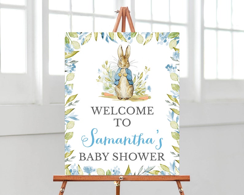 Editable Peter Rabbit Baby Shower Welcome Signblue Peter - Etsy
