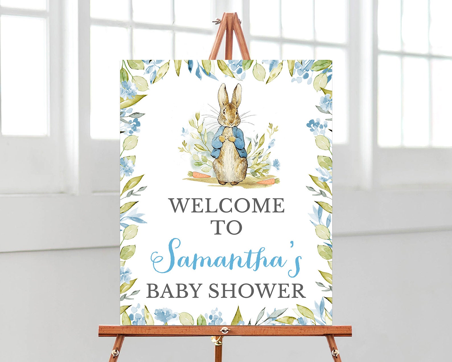 Editable Peter Rabbit Baby Shower Welcome Signblue Peter - Etsy