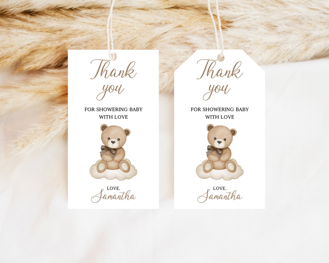 Editable Gender Neutral Bear Baby Shower Favor Tag, We Can Bearly Wait ...