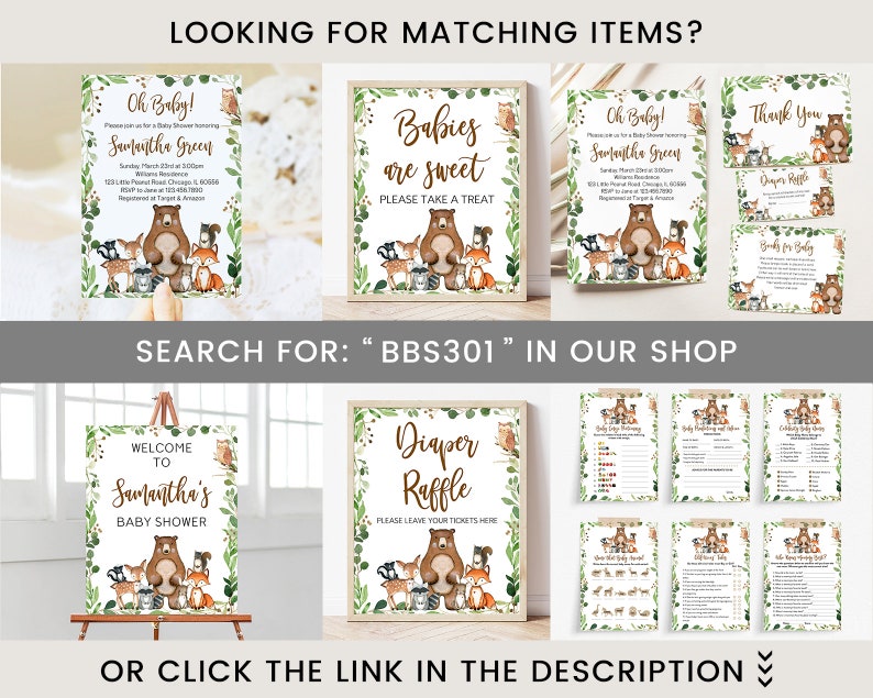 Diaper Raffle Sign Woodland Baby Shower Boy Woodland Diaper - Etsy