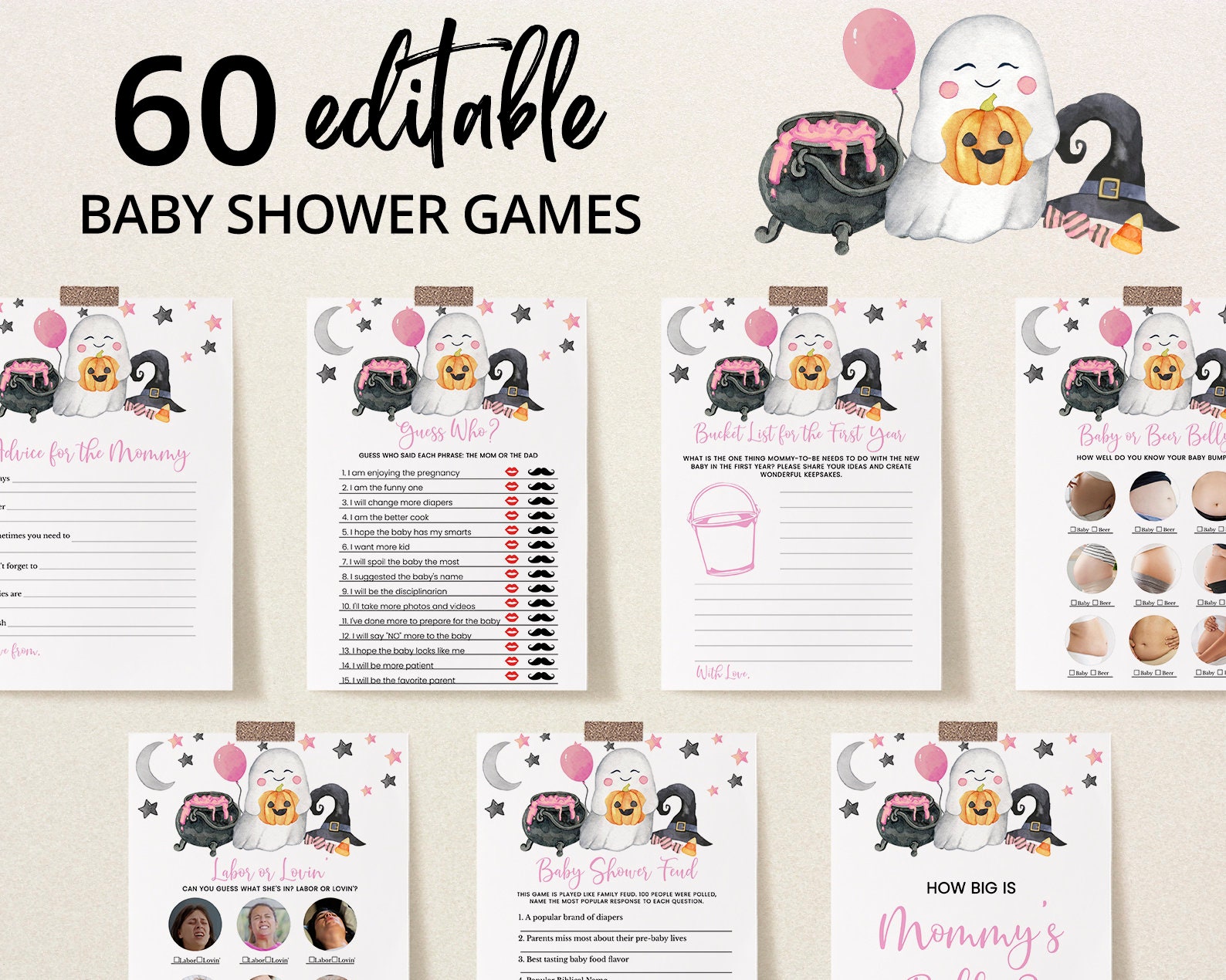 Editable Pink A Little Boo Baby Shower Game Bundle Girl - Etsy