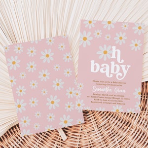 Editable Daisy Baby Shower Invitation Bundle, Oh Baby Daisy Baby Shower ...