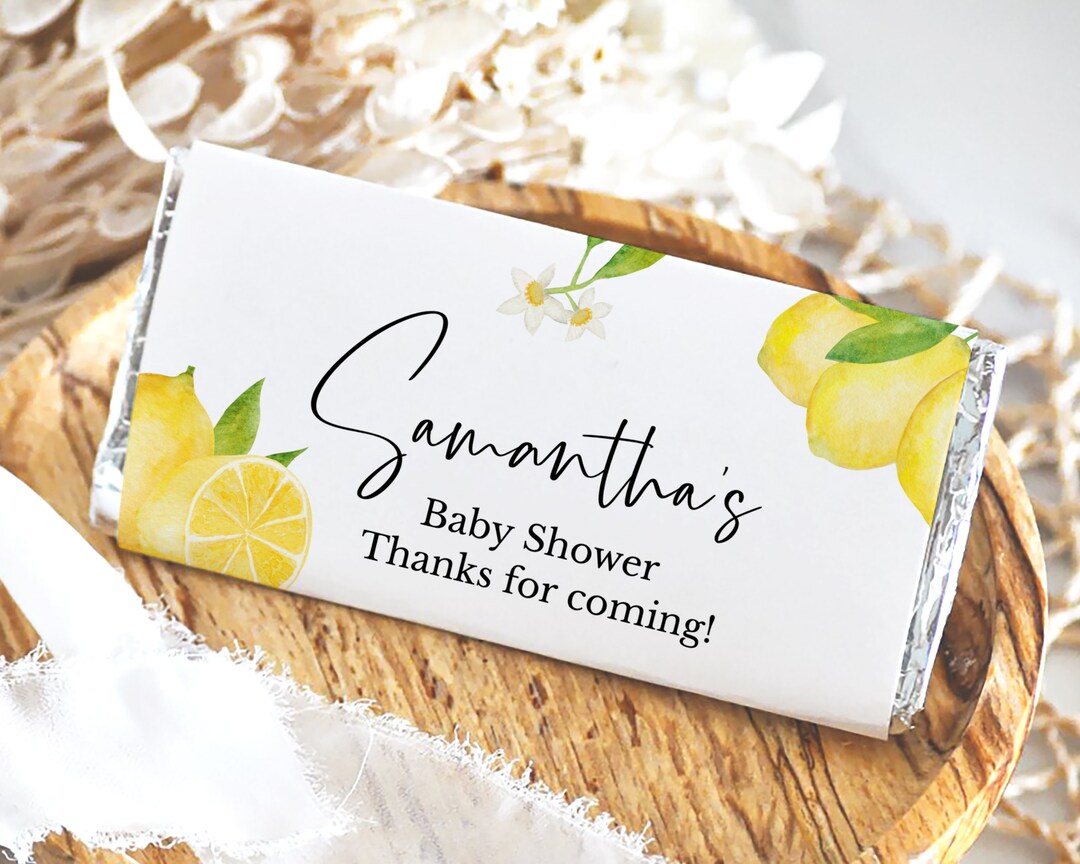 Editable Lemon Baby Shower Chocolate Wrapper, Lemon Gender Neutral Baby ...