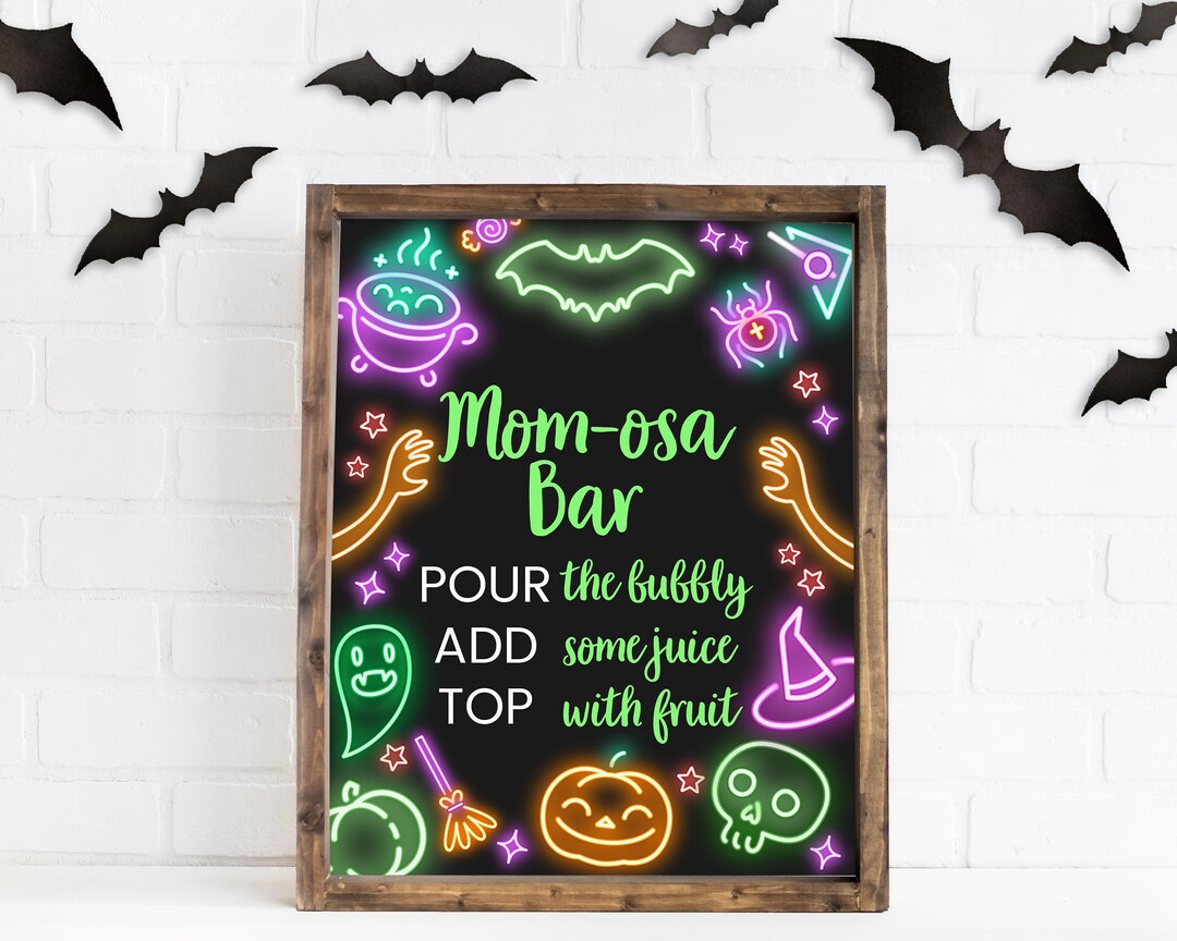 Momosa Bar Sign Neon Halloween Baby Shower, Glow in the Dark Baby ...