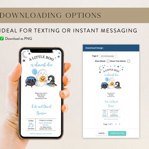 Editable Blue A Little Boo Baby Shower Invitation Bundle, Boy Halloween ...