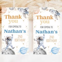 Space Birthday Thank You Card Astronaut Planets Outer Space Party ...