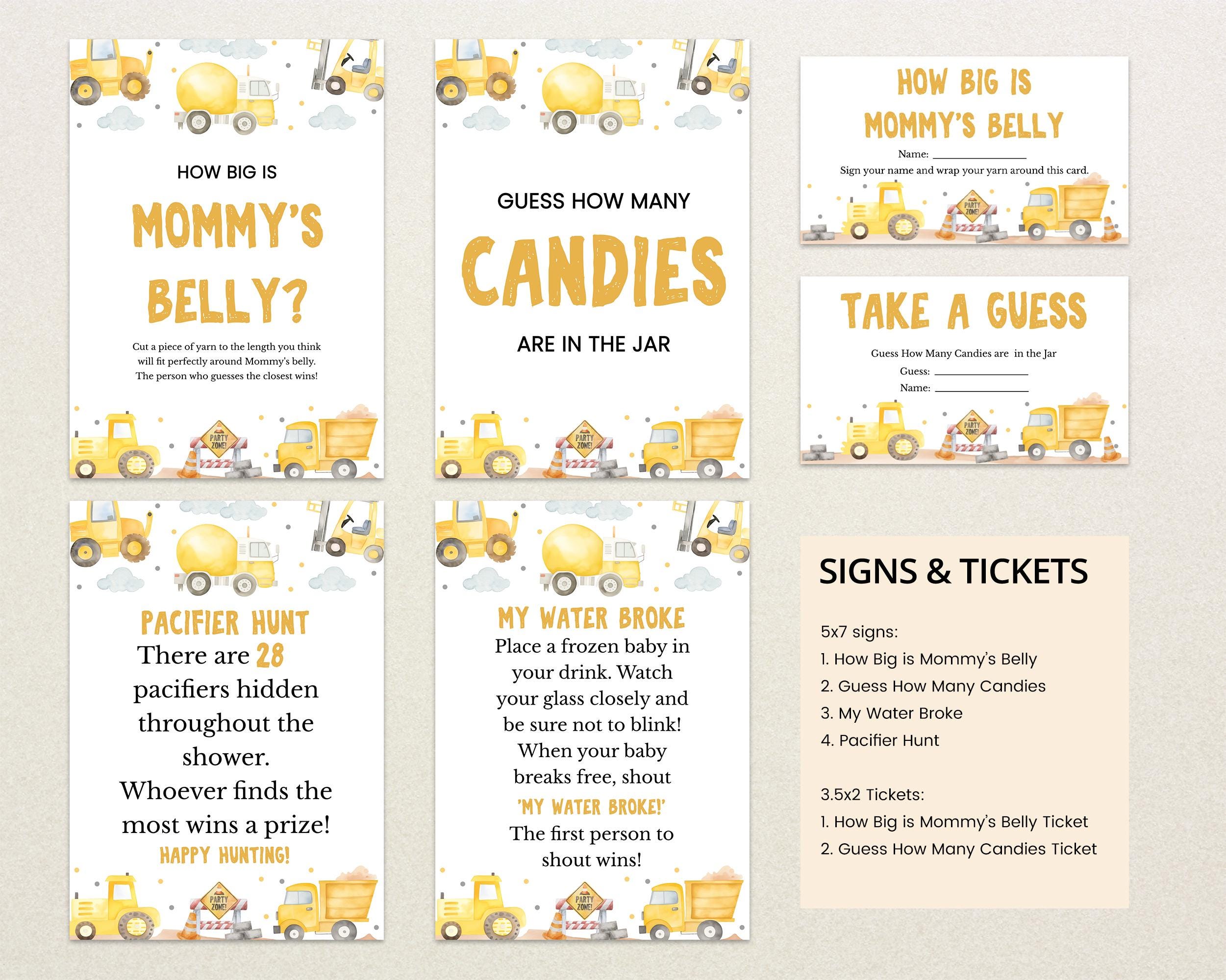 Editable Baby Under Construction Baby Shower Game Bundle, Modern ...