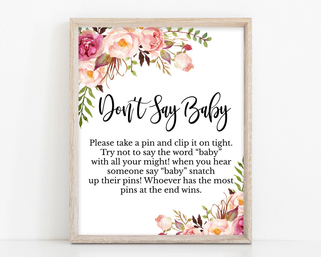 Don't Say Baby Sign Rustic Floral Baby Shower Girl Floral - Etsy