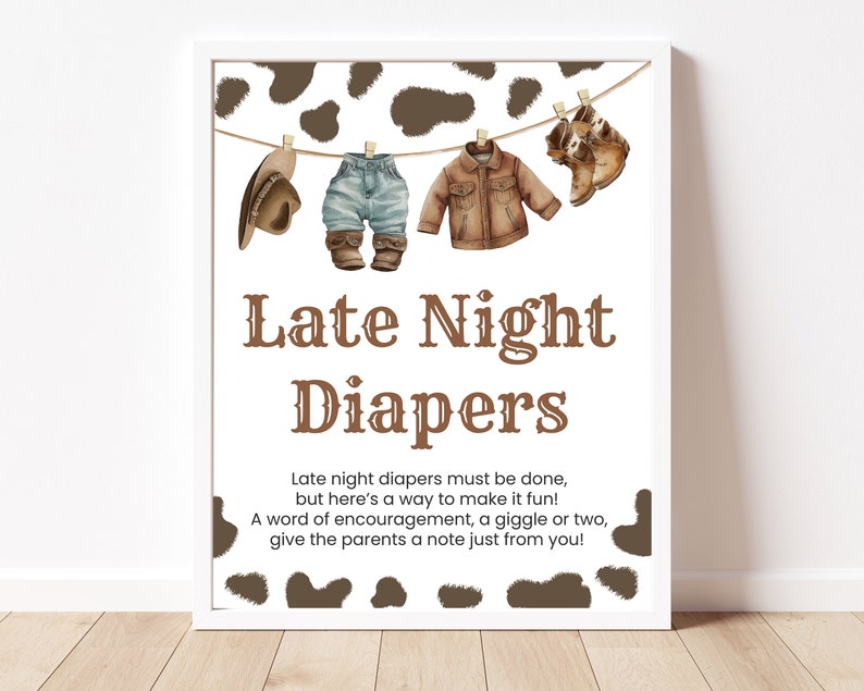 Late Night Diapers Sign A Little Cowboy Baby Shower, Wild West Baby ...