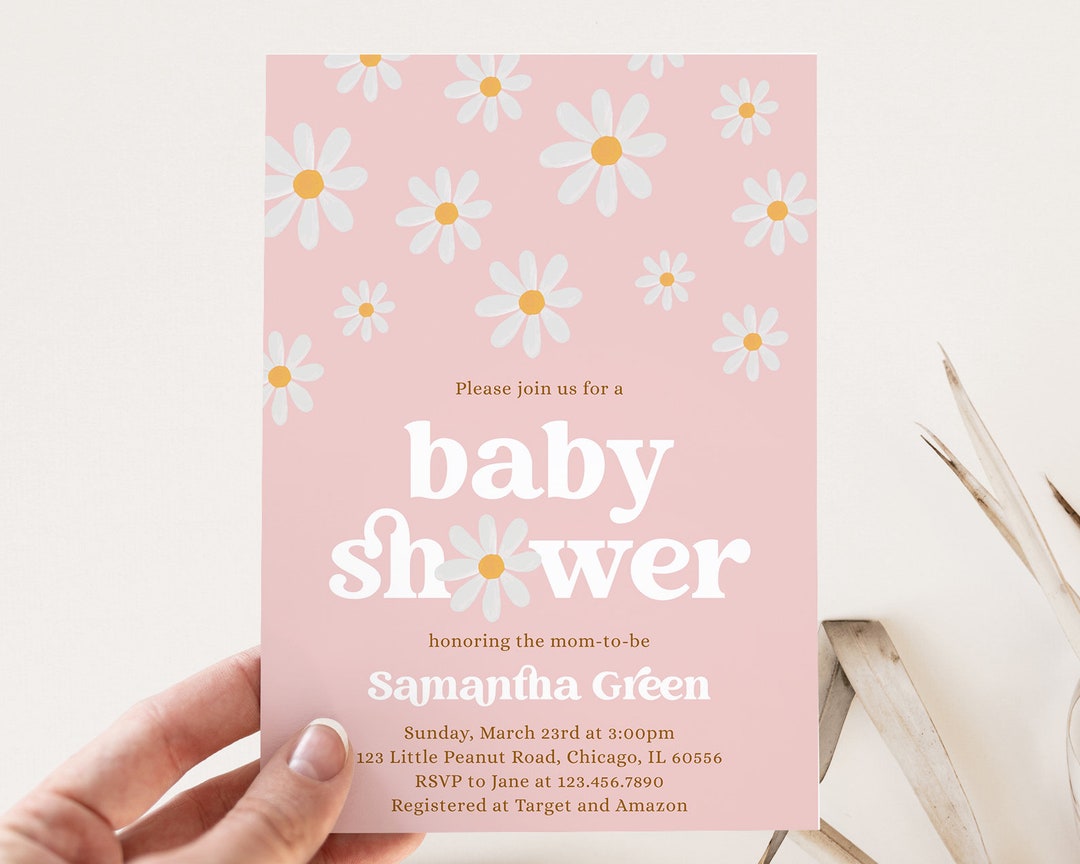 Editable Daisy Baby Shower Invitation Bohemian Daisy Baby - Etsy