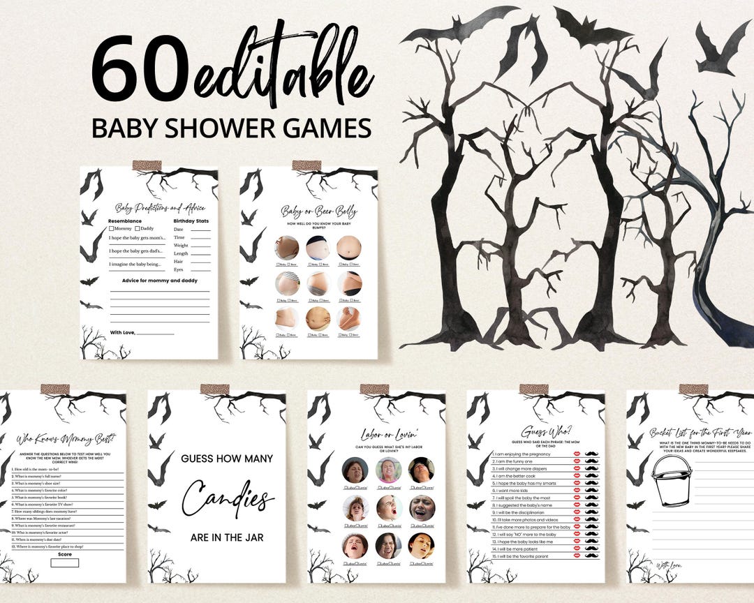 Editable We're Going Batty for Baby Shower Game Bundle, Gender Neutral ...