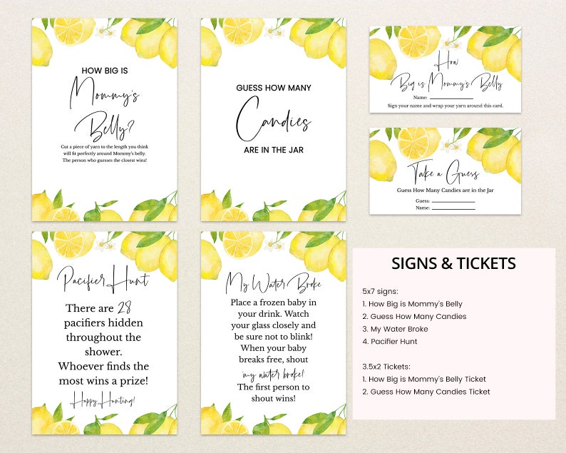 Editable Lemon Baby Shower Games Bundle Lemon Gender Neutral - Etsy