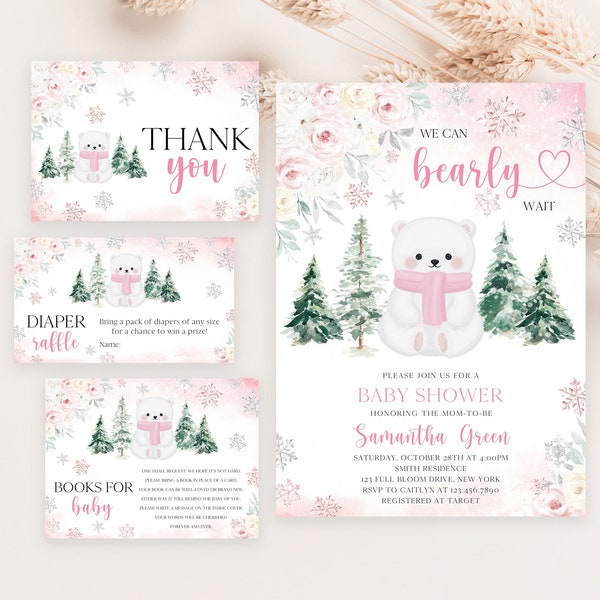 Polar Bear Girl Baby Shower - Etsy