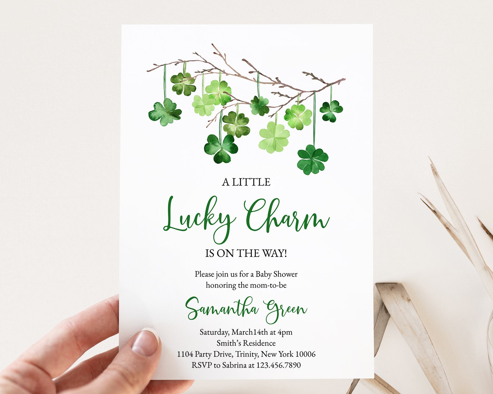 Editable A Little Lucky Charm Baby Shower Invitation St. - Etsy