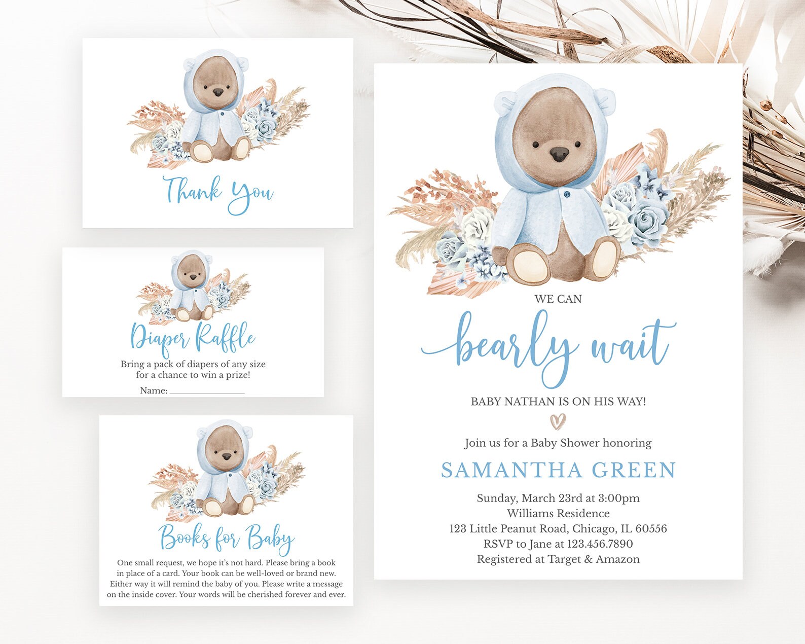 Editable We Can Bearly Wait Baby Shower Invitation Bundle - Etsy
