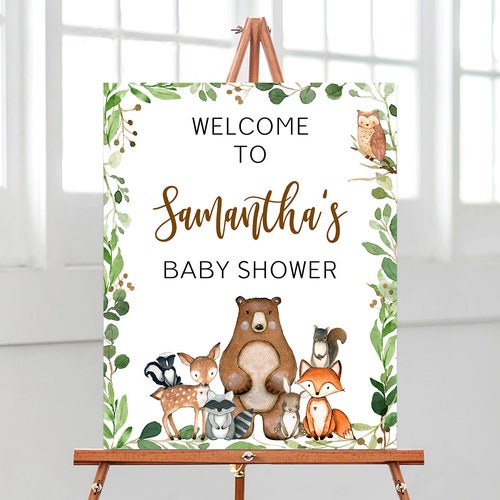 Editable Woodland Baby Shower Welcome Sign Boy Woodland - Etsy