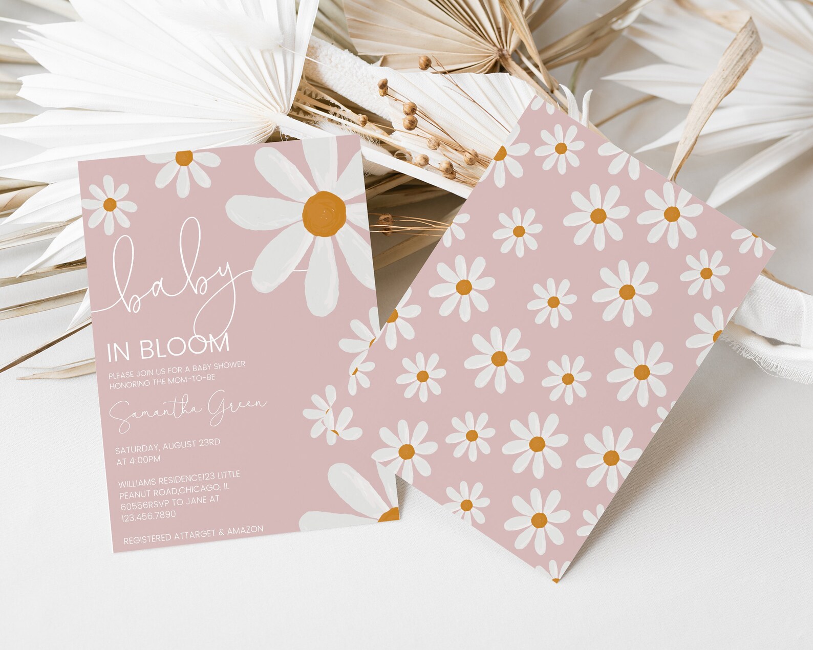Editable Daisy Baby Shower Invitation Bundle, Baby in Bloom Daisy Baby ...