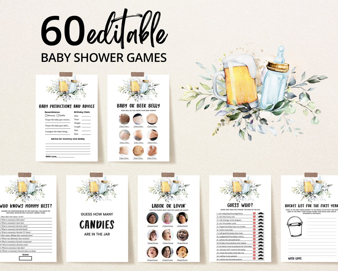 Editable A Baby is Brewing Baby Shower Game Bundle, Coed Brewing Baby ...