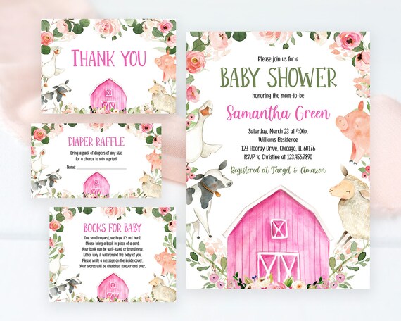 Editable Farm Girl Baby Shower Invitation Greenery Floral - Etsy