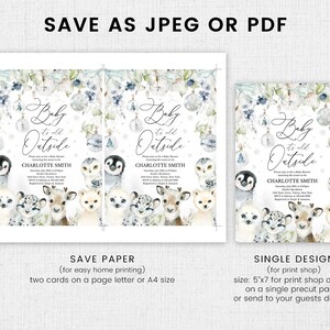 Editable Winter Arctic Animals Baby Shower Invitation Bundle - Etsy
