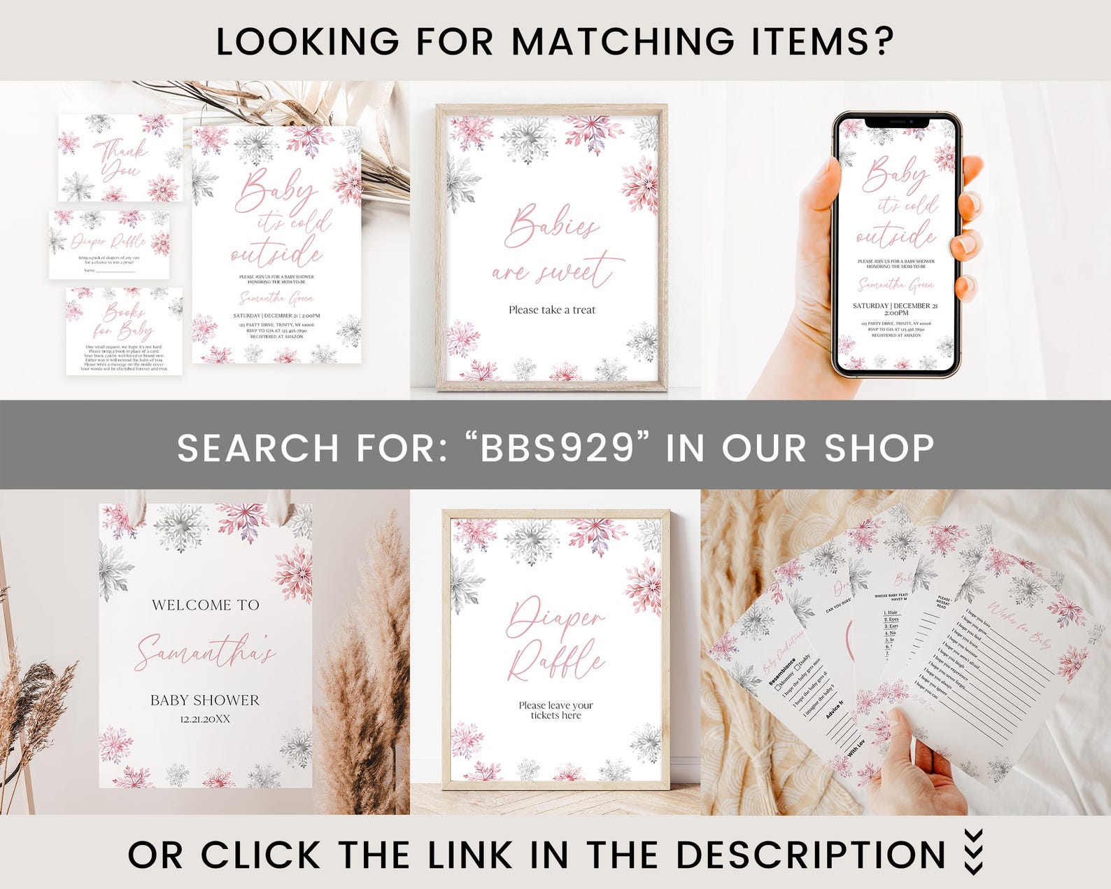 Editable Minimalist Pink Baby It's Cold Outside Baby Shower Invitation ...