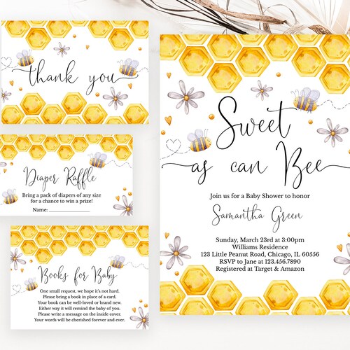 Editable Honey Bee Baby Shower Welcome Signsweet as Can Bee - Etsy