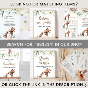 Editable Giraffe Baby Shower Game Bundle, Greenery Giraffe Baby Shower ...
