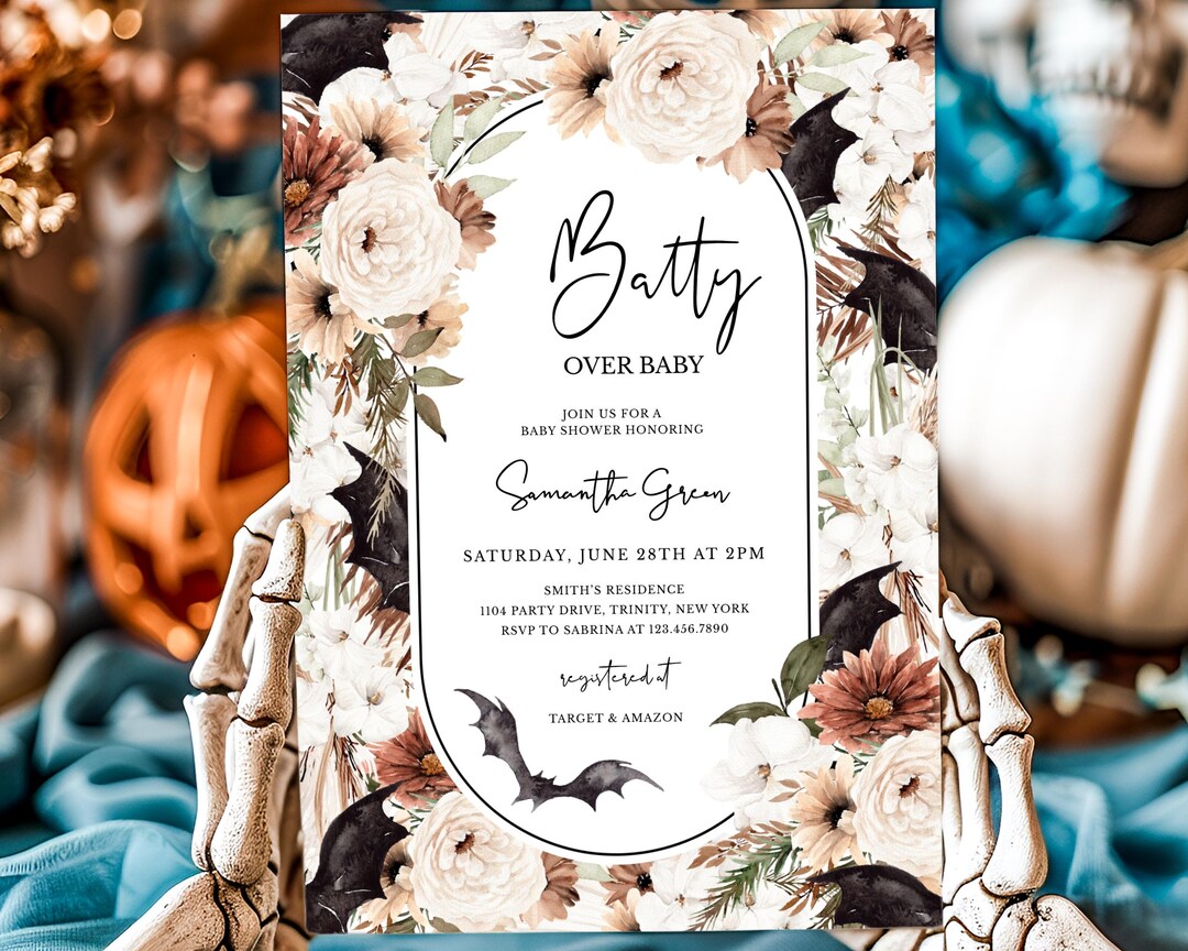 Editable Going Batty for Baby Shower Invitation, Gender Neutral Bat ...