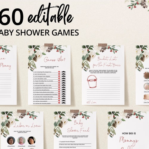 Editable Christmas Winter Polar Bear Baby Shower Neutral - Etsy