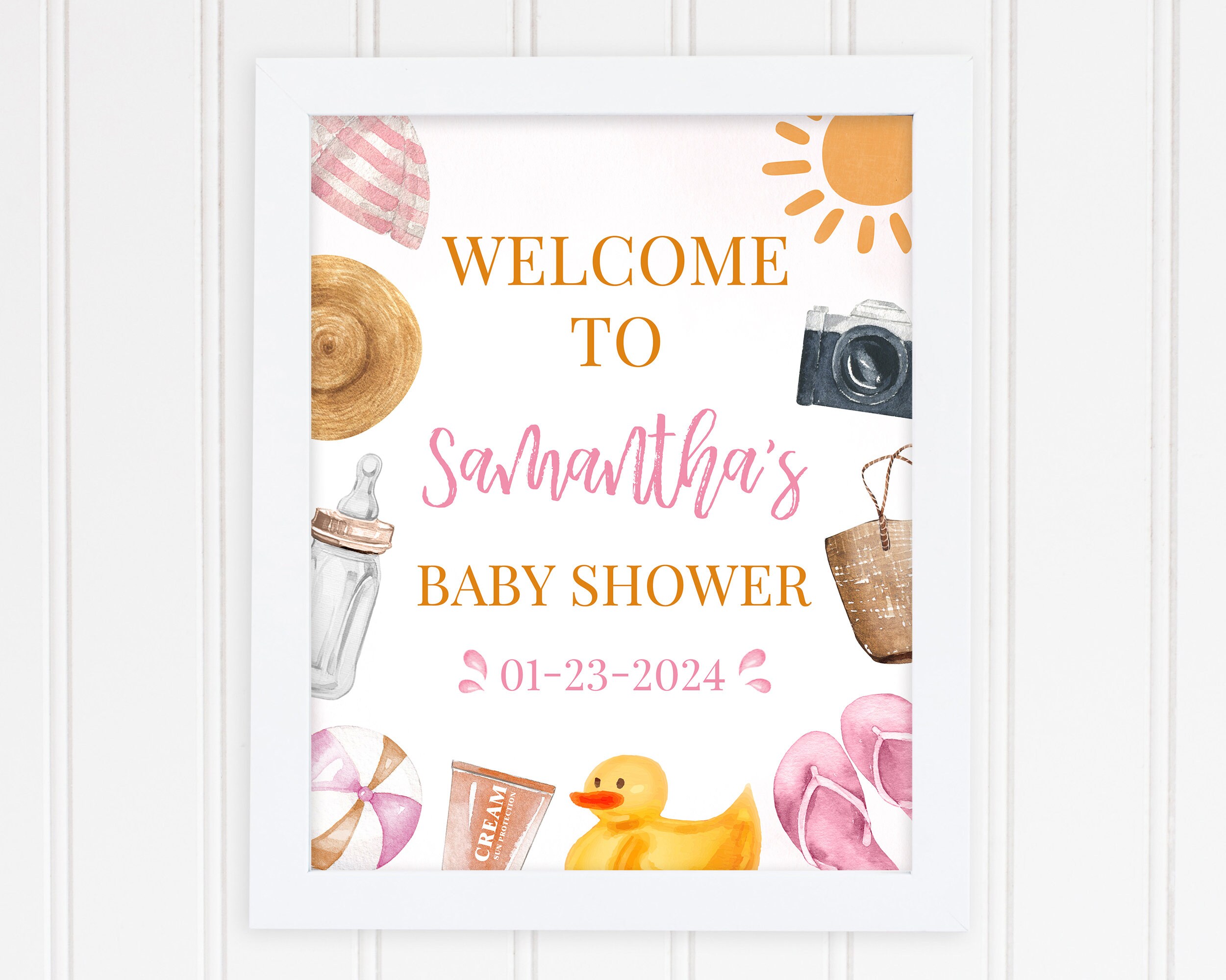 Editable Splish Splash Baby Bash Girl Baby Shower Welcome Sign, Girl ...