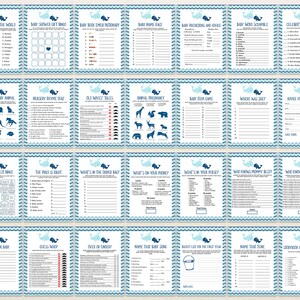 Editable Whale Baby Shower Game Bundle, Blue Whale Baby Shower Games ...