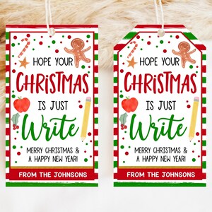 Editable Hope Your Christmas is Just Write Tag, Pencil Christmas Gift ...