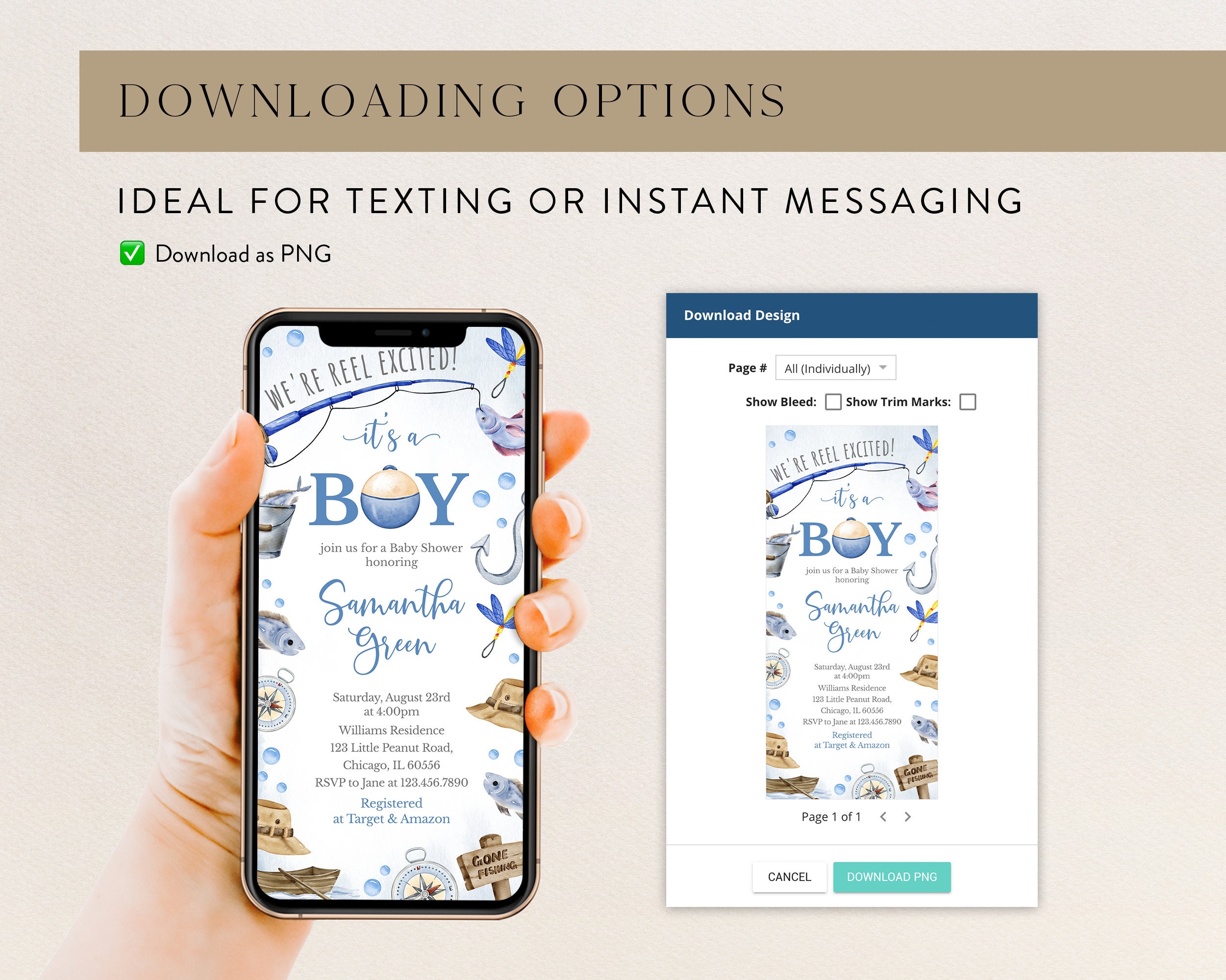 Editable We're Reel Excited It's a Boy Baby Shower Invitation, Fishing ...