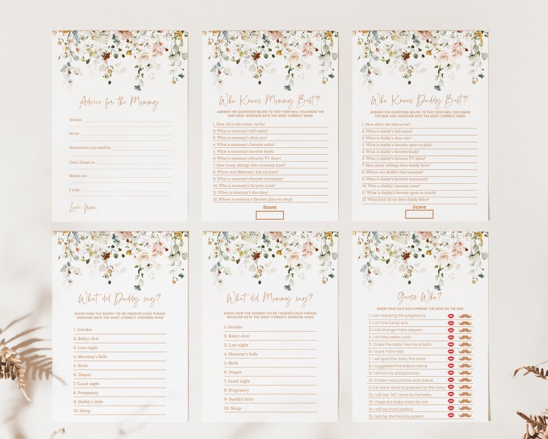 Editable Baby in Bloom Baby Shower Game Bundle Spring Flowers - Etsy UK