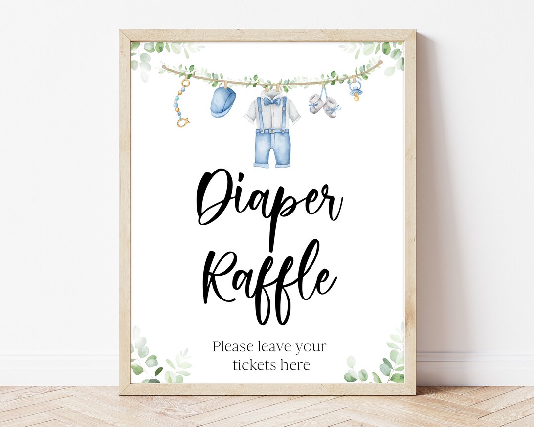 Diaper Raffle Sign It's a Boy Baby Clothes Baby Shower, Blue Laundry ...