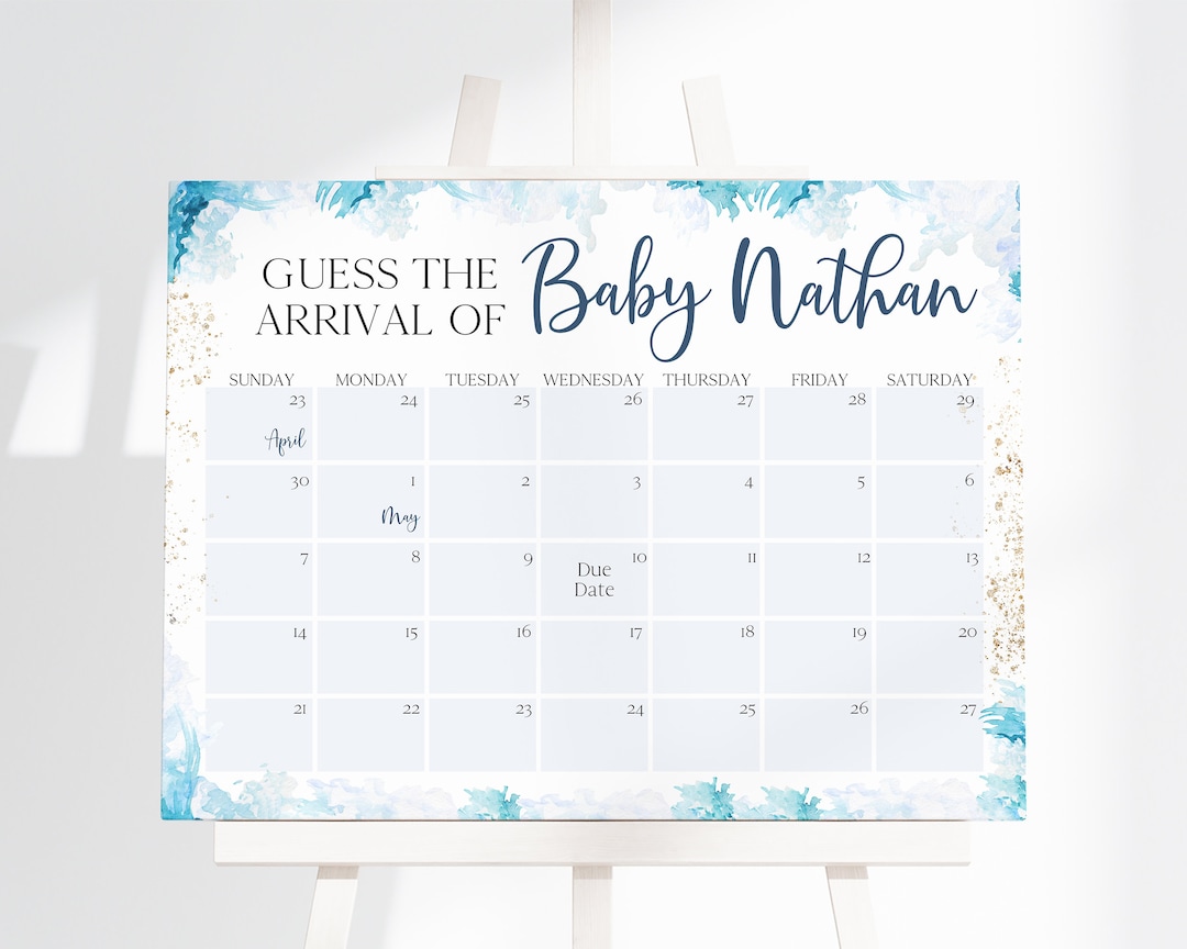 Editable Ocean Baby Shower Guess Baby's Arrival, Nautical Baby Shower ...
