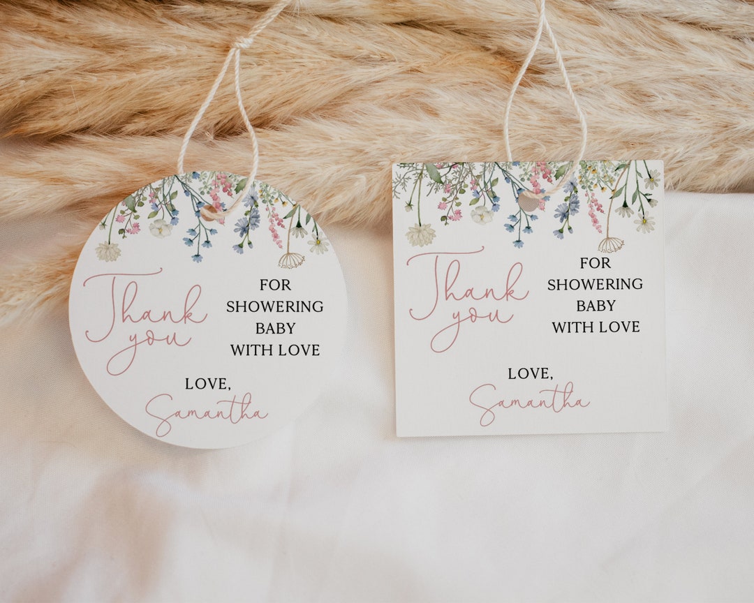 Editable Baby in Bloom Baby Shower Favor Tag, Wildflowers Baby Shower ...