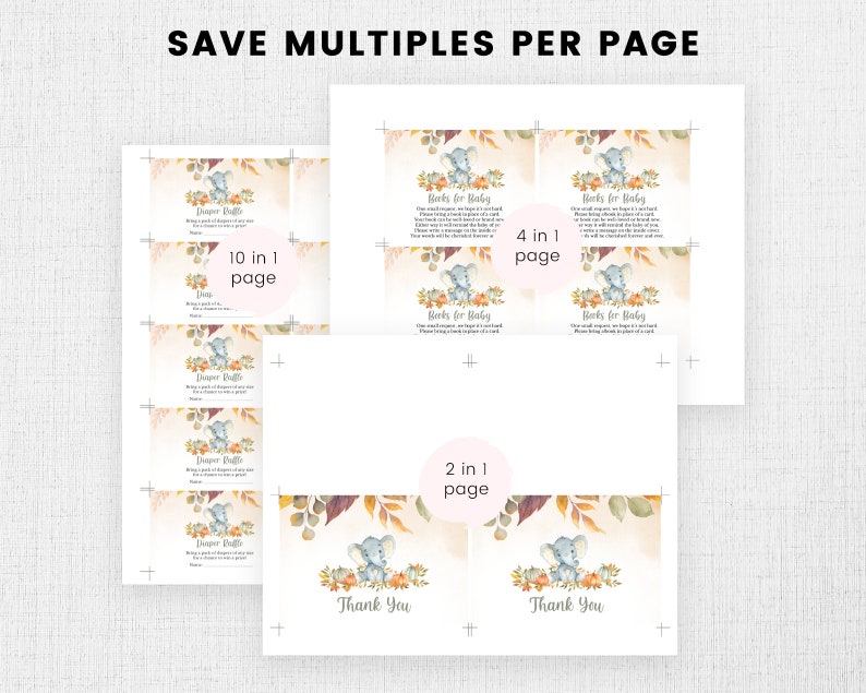 Editable Fall Elephant Baby Shower Invitation Bundle Pumpkin - Etsy
