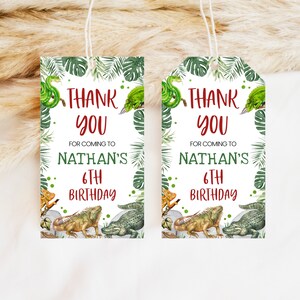 Editable Reptile Birthday Favor Tag, Slither, Hop and Crawl Thank You ...