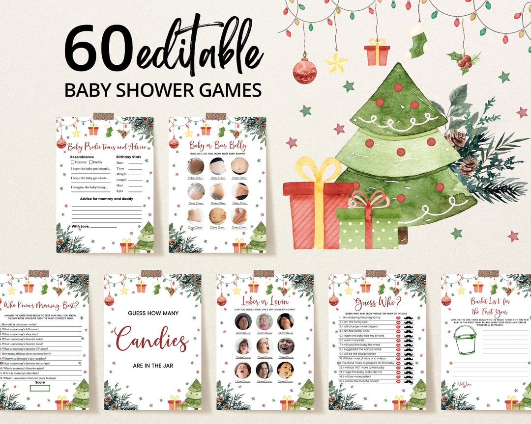 Editable Merry Little Baby Shower Game Bundle Gender Neutral - Etsy