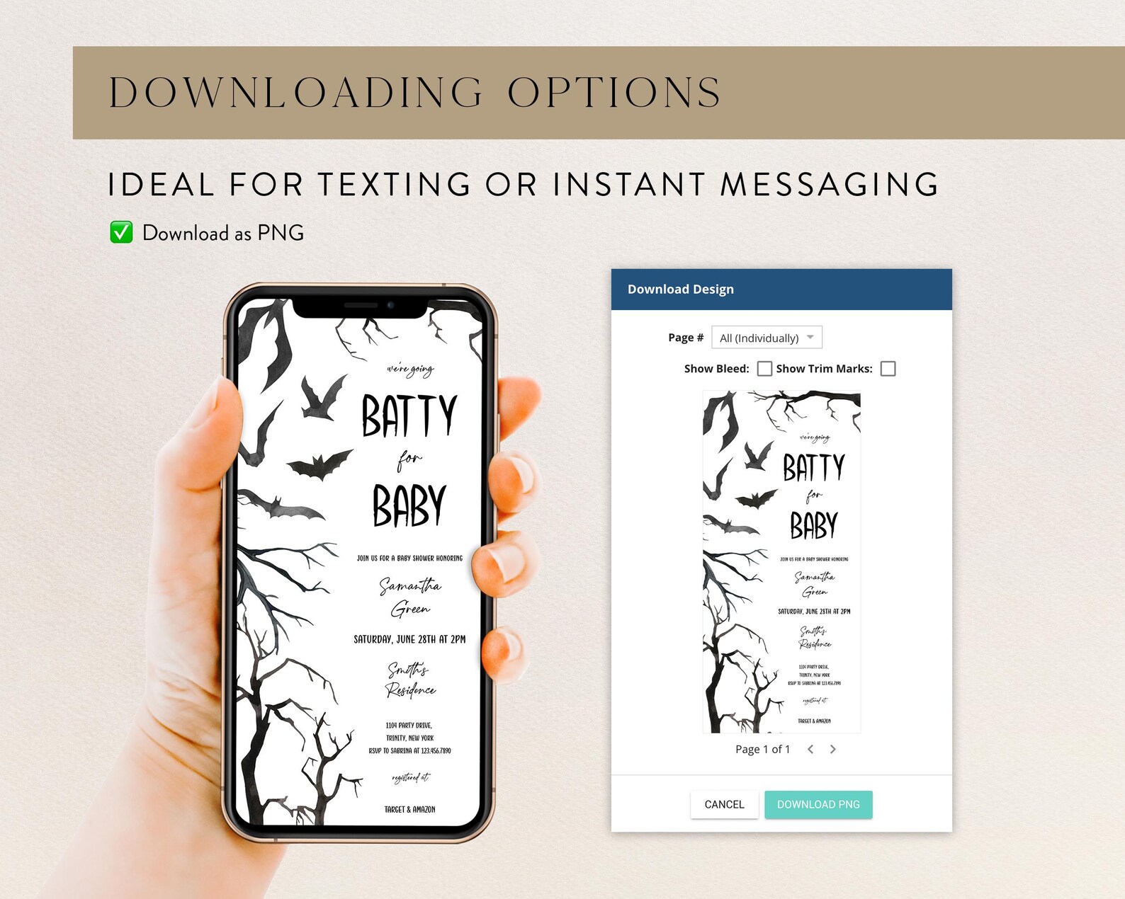 Editable We're Going Batty for Baby Shower Invitation, Gender Neutral ...