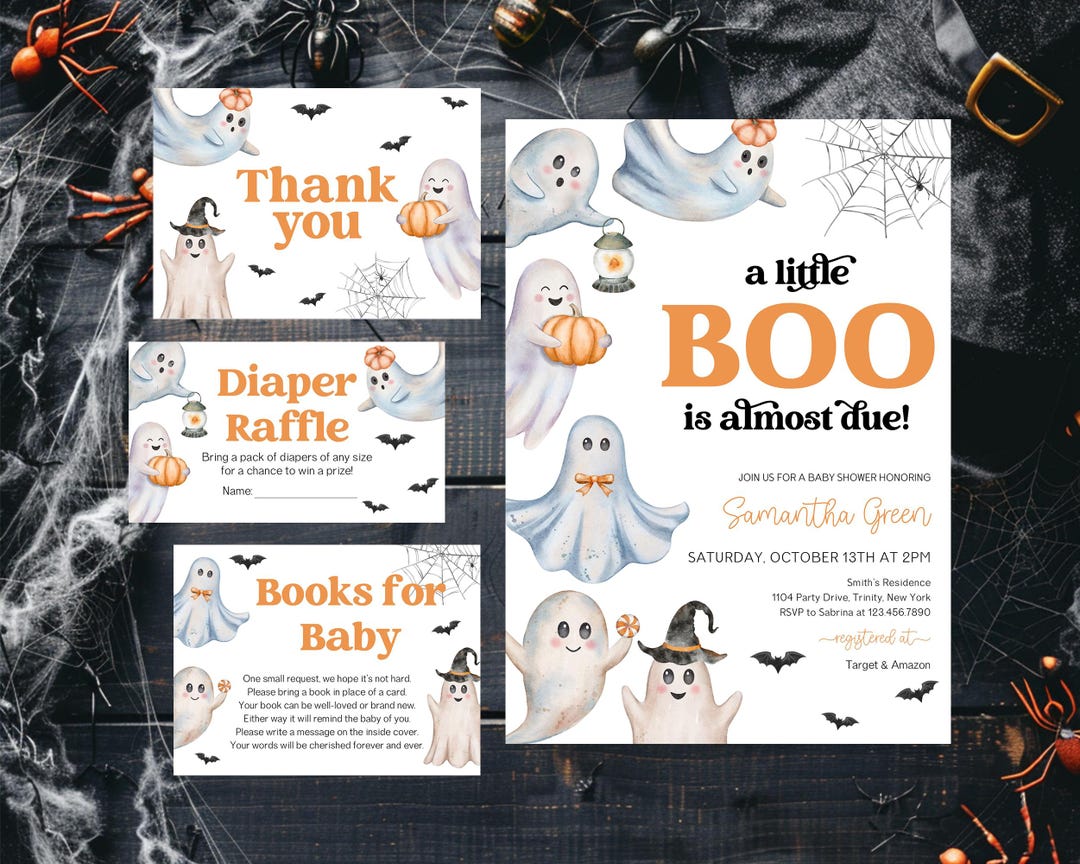 Editable A Little Boo Baby Shower Invitation Bundle, Gender Neutral ...