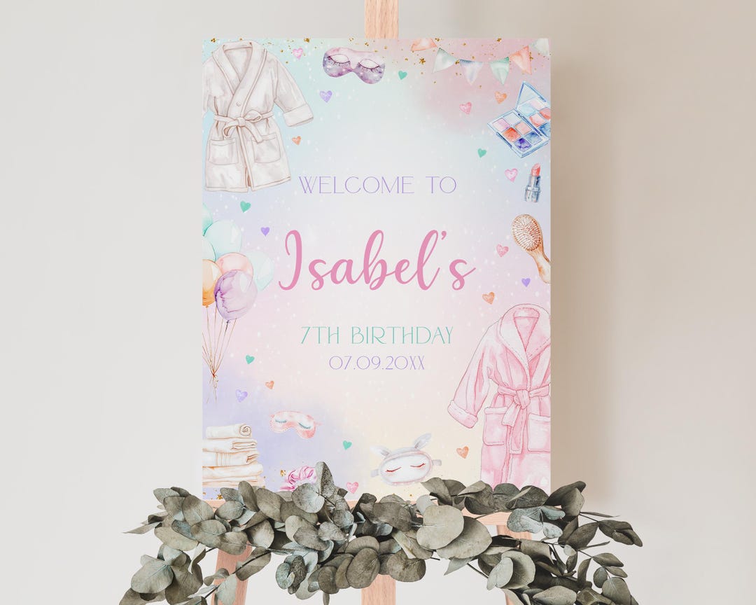 Editable Spa Birthday Party Welcome Sign, Glam Party Birthday Party ...